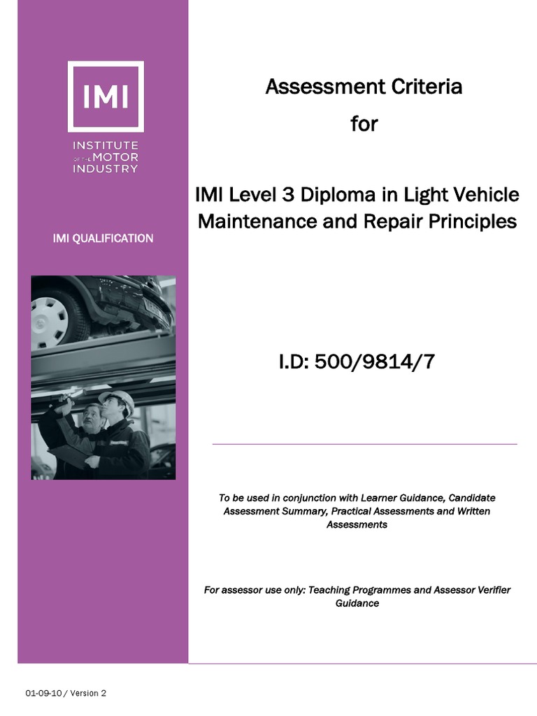 IMI Level 3 Diploma Assessment Criteria | PDF | Occupational Safety And ...