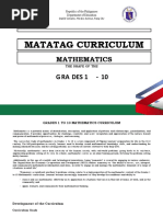 MATATAG CURRICULUM Mathematics | PDF | Mathematics | Learning