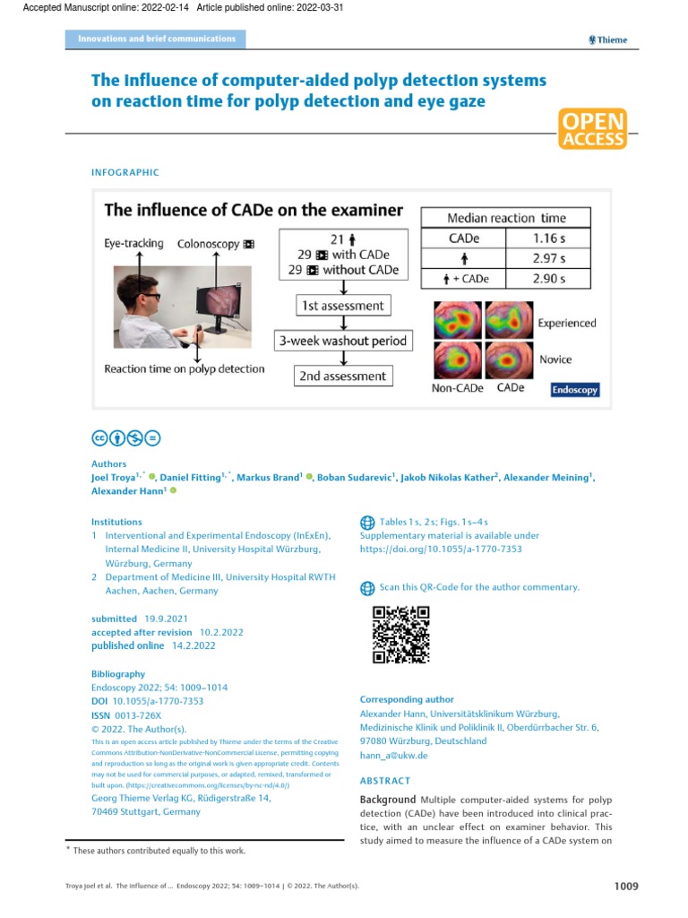 The Influence Of Computer Aided Polyp Detection Systems On Reaction Time For Polyp Detection And 