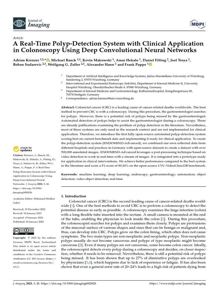 A Real Time Polyp Detection System With Clinical Application In Colonoscopy Using Deep 
