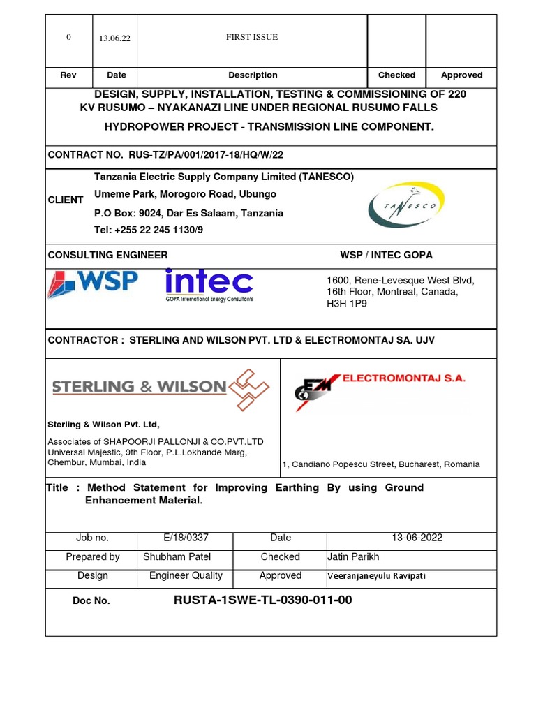 Method Statement-Earthing Improvement | PDF | Personal Protective ...