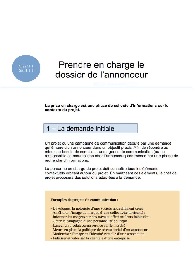 Prise en Charge Du Dossier Annonceur | PDF