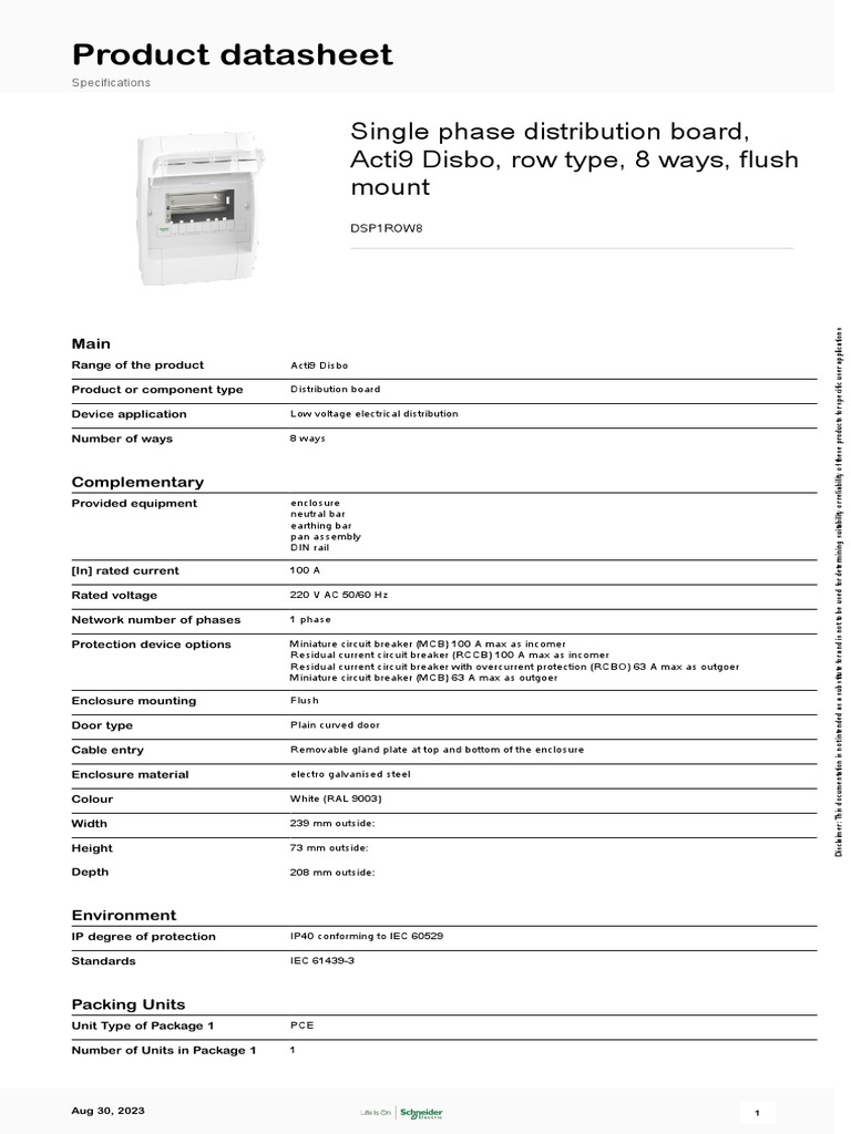 Acti9 Disbo - DSP1ROW8 | PDF | Electronics | Electrical Engineering