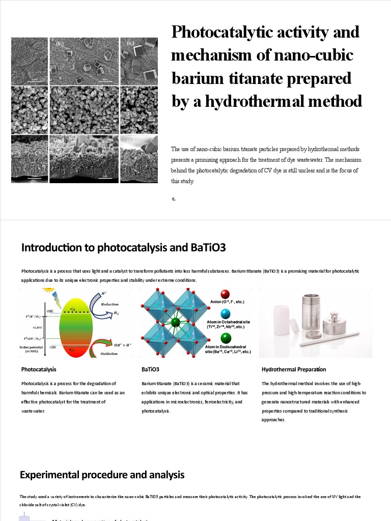 Photocatalytic Activity and Mechanism of Nano Cubic Barium Titanate Prepared by A Hydrothermal ...