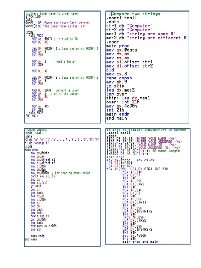Final String Lab 8086 | PDF Final String Lab 8086 | PDF