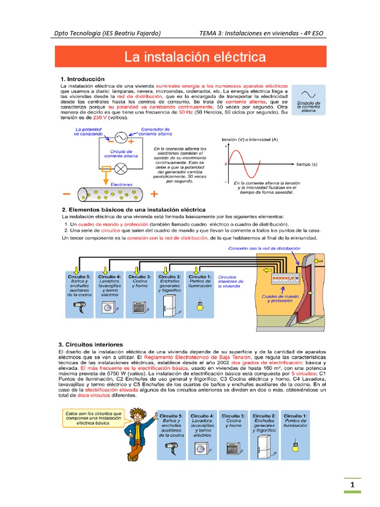 Tema 3. Instalaciones en Viviendas | PDF