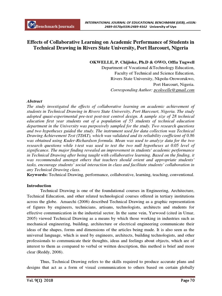 Effects of Collaborative Learning On Academic Performance of Students in Technical Drawing in ...