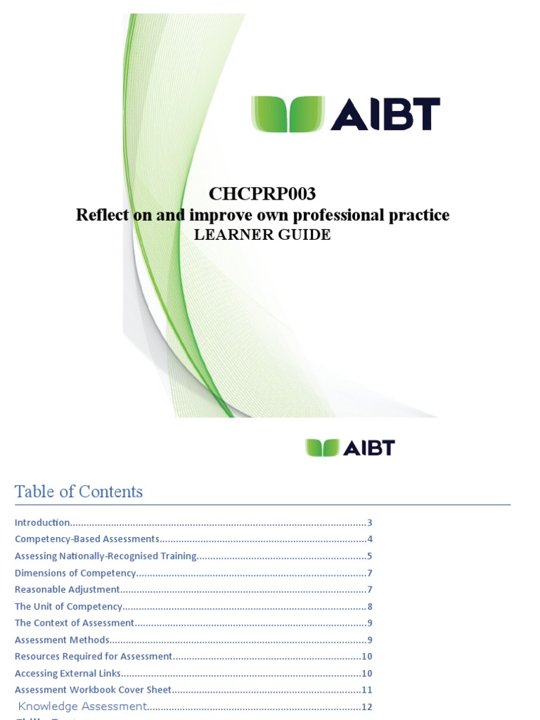 Aibt Chcprp003 Learner Workbook Ecec v1.0 | PDF | Educational Assessment | Mental Health