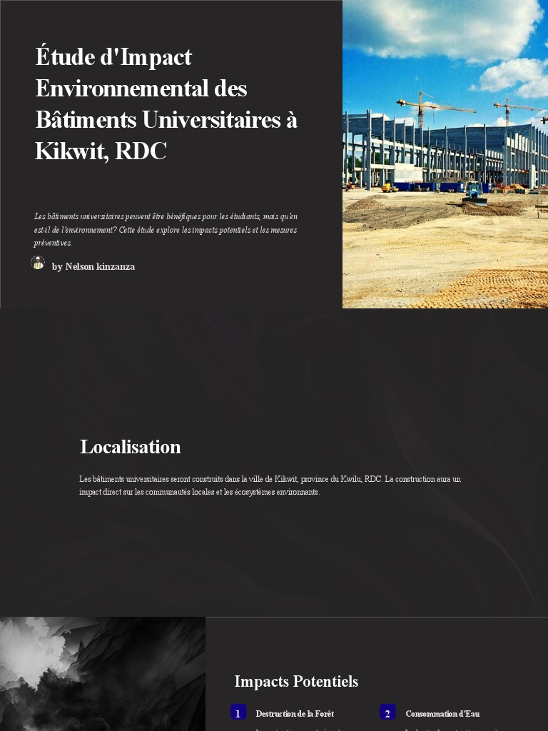 Etude Dimpact Environnemental Des Batiments Universitaires A Kikwit RDC | PDF | Environnement ...