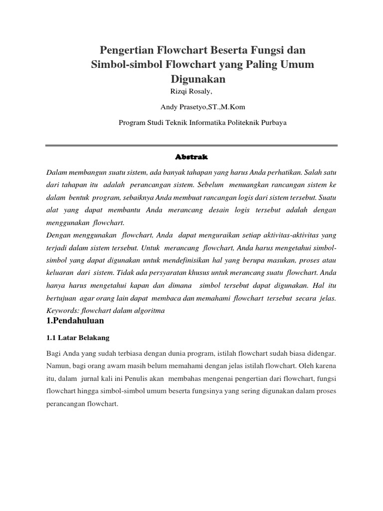 Pengertian Flowchart Beserta Fungsi Dan | PDF