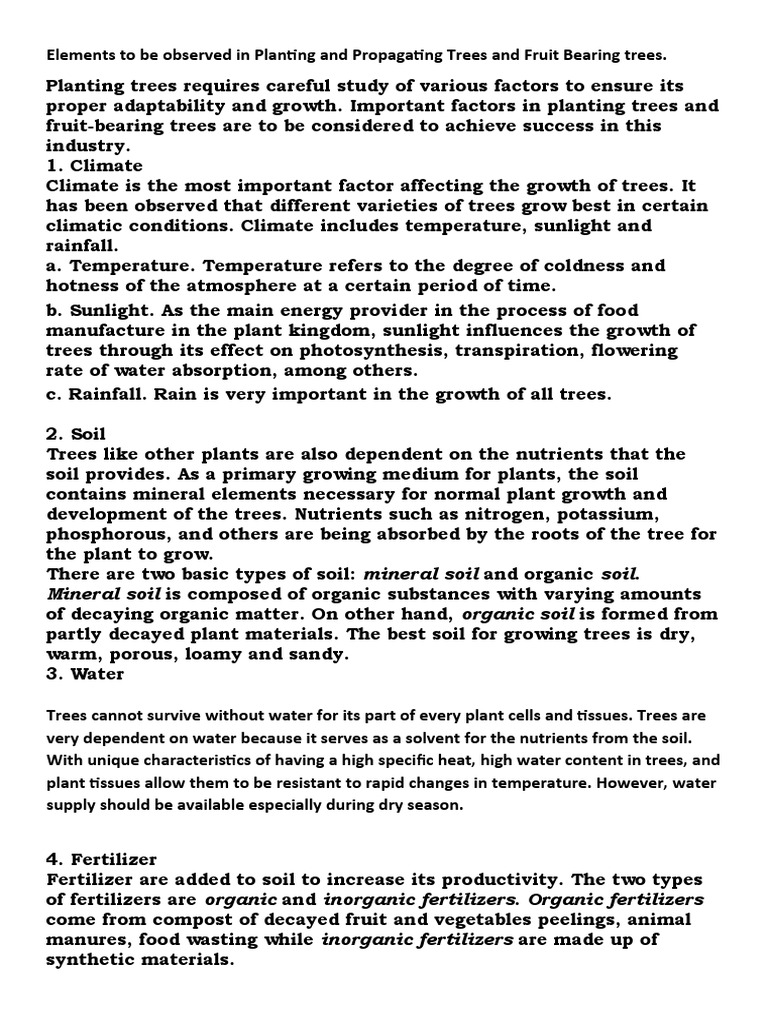 Elements To Be Observed in Planting and Propagating Trees and Fruit ...
