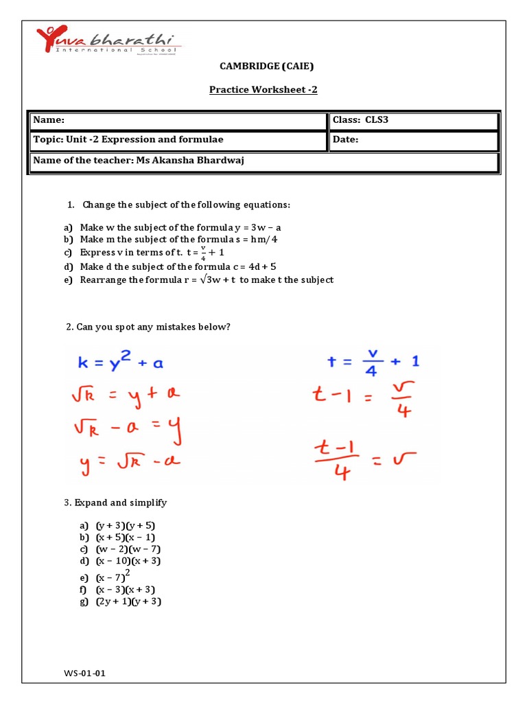 Maths Worksheet Unit 2 | PDF