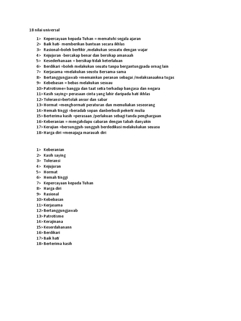 Nilai Universal | PDF