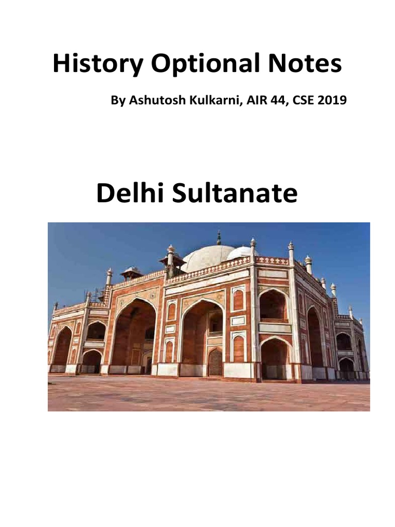 History Optional Notes: Delhi Sultanate | PDF
