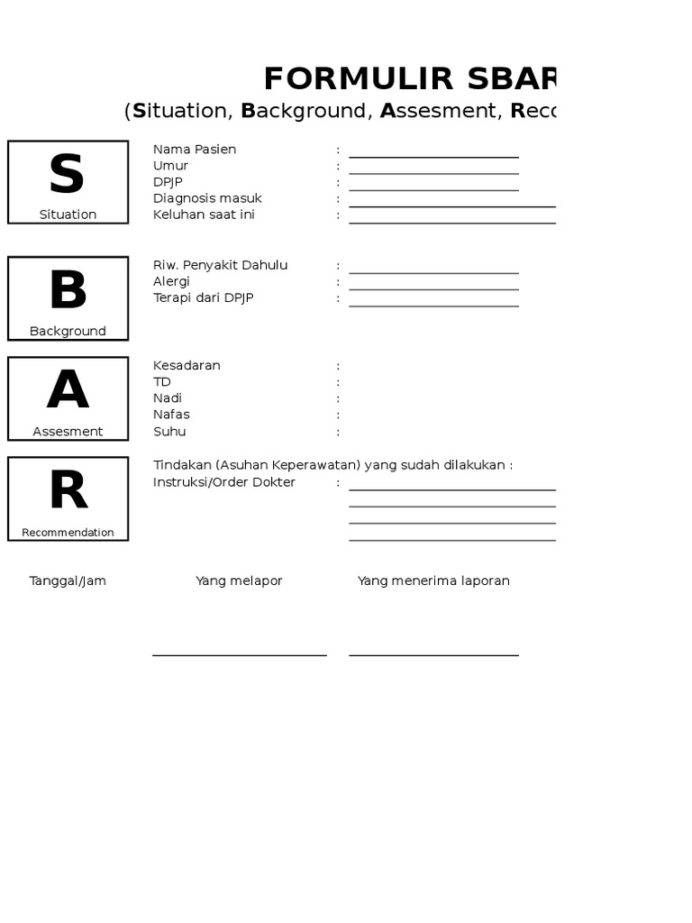 Form Sbar | PDF