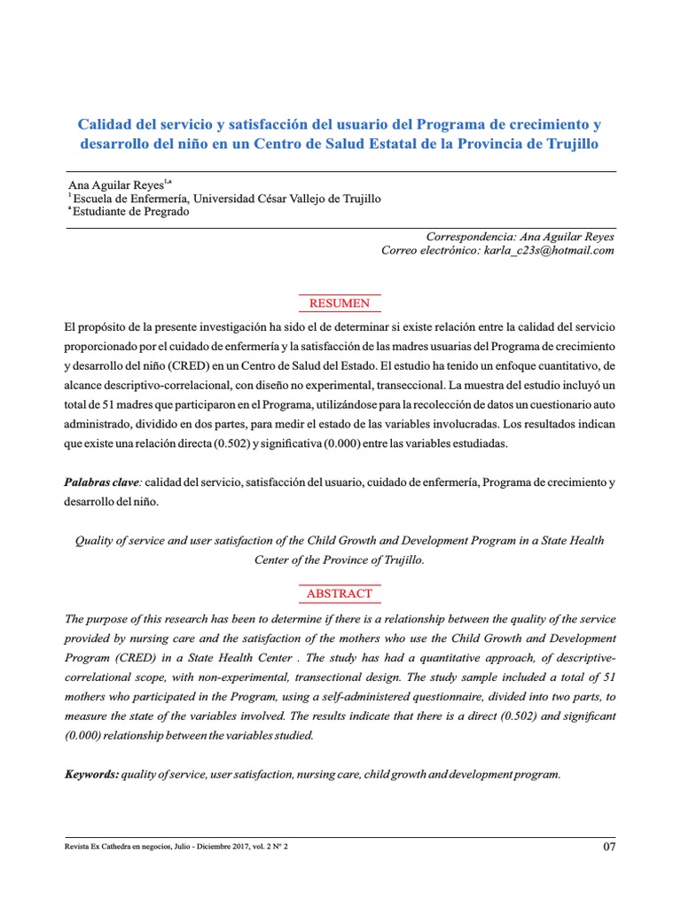 Calidad del Cuidado en Programa CRED | PDF | Enfermería | Calidad (comercial)