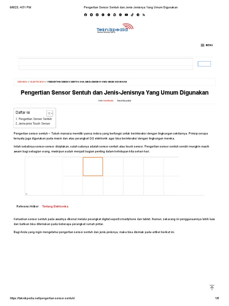 Pengertian Sensor Sentuh Dan Jenis-Jenisnya Yang Umum Digunakan | PDF