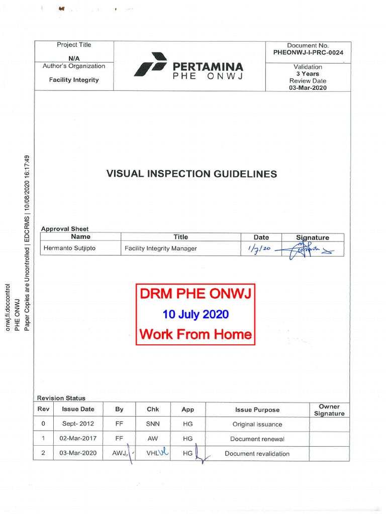 PHEONWJ-I-PRC-0024 2 Visual Inspection Guidelines | PDF