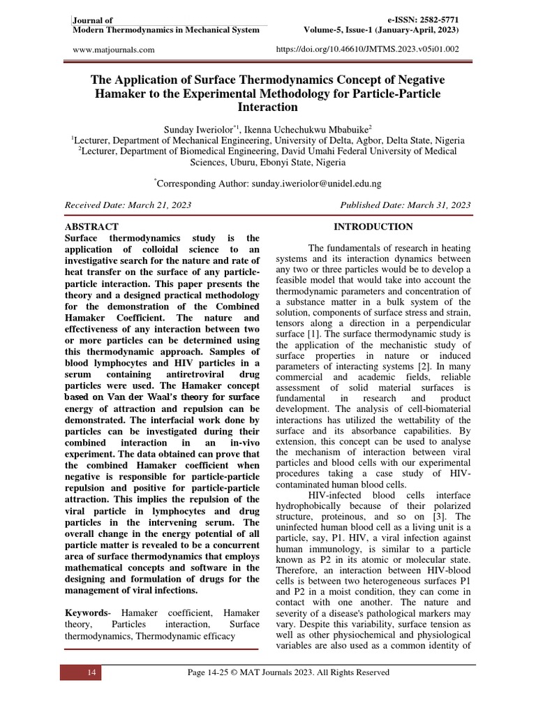 (14-25) Hamaker Approach | PDF | Chemistry | Applied And Interdisciplinary Physics