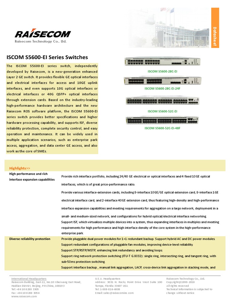RC - DS - Iscom S5600-Ei-20201112 | PDF | Computer Network | I Pv6