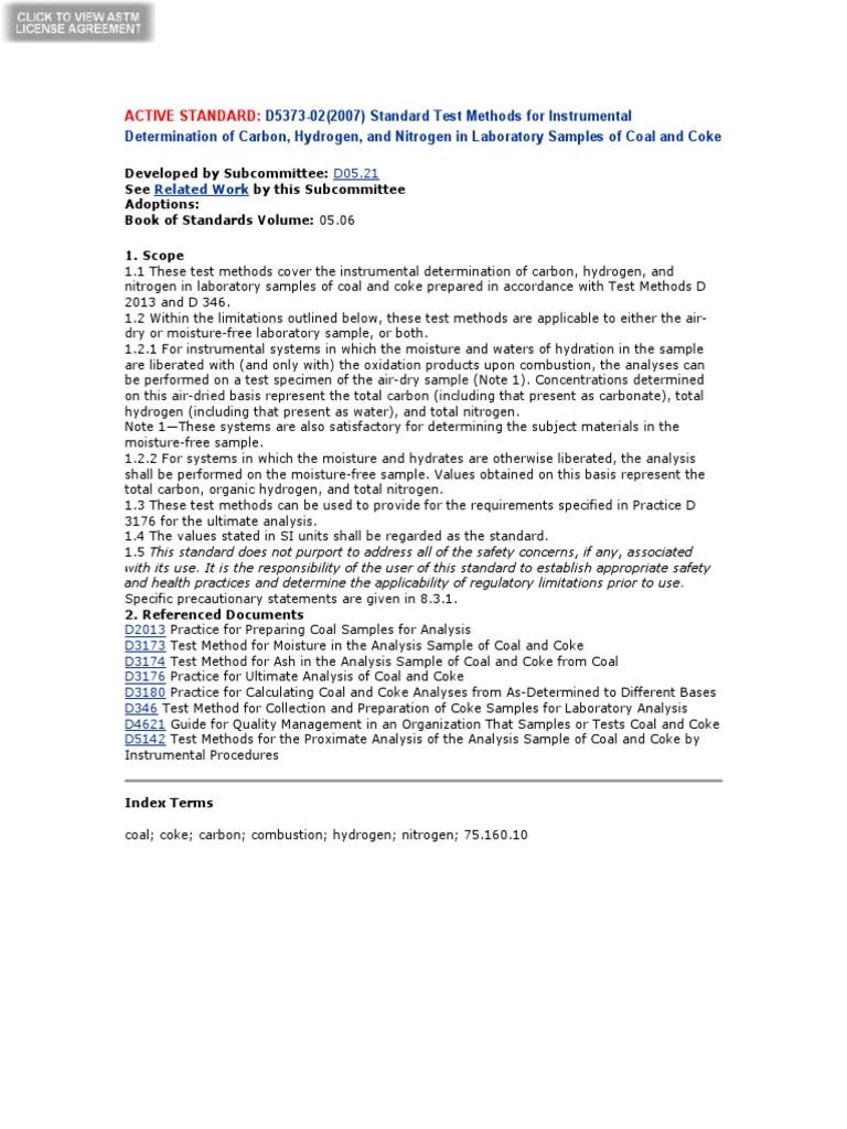 Astm D5373-02 | PDF | Coal | Coke (Fuel)