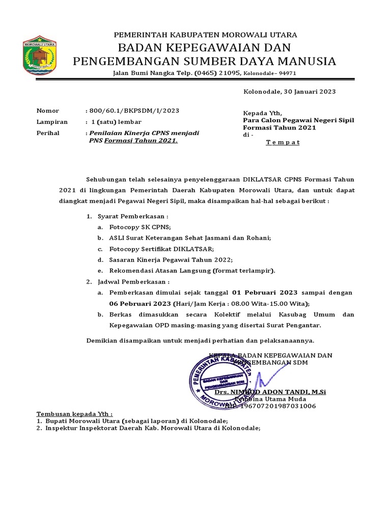 SURAT KA BKPSDM | PDF