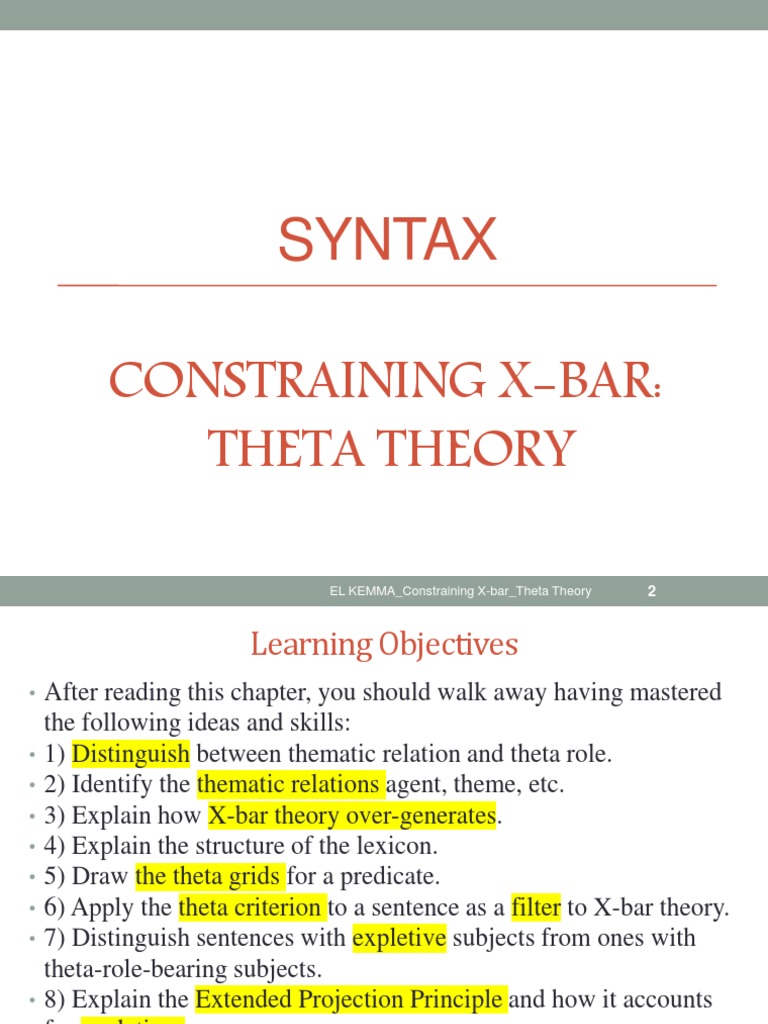 X-Bar - Theta Theory | PDF | Linguistics | Interpretation (Philosophy)