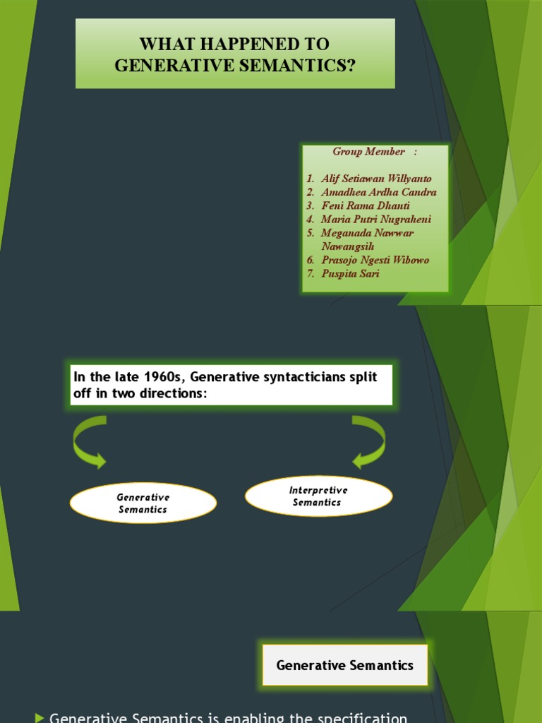 What Happened To Generative Semantics - Group 2 | PDF | Theory | Noam Chomsky