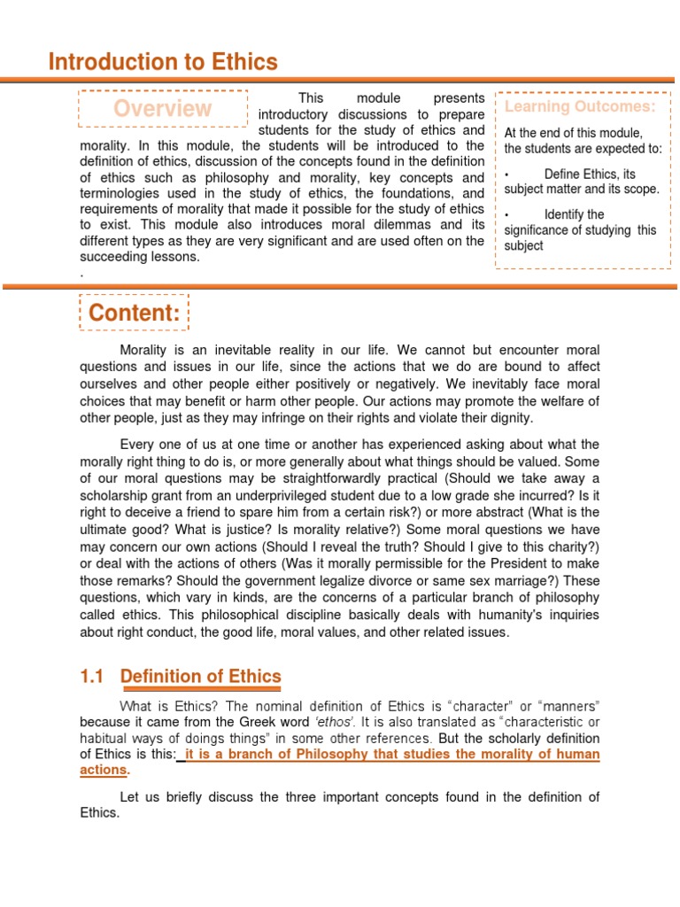 Introduction To Ethics Pdf Morality Reason