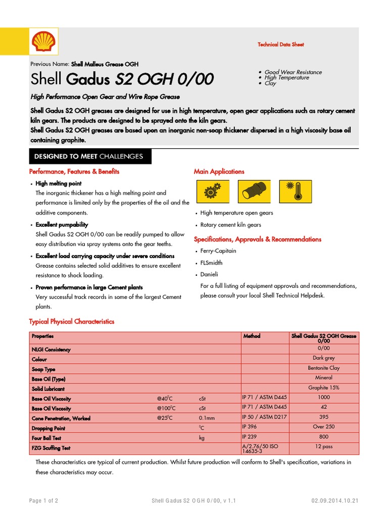 TDS Shell Gadus S2 OGH 0 00 TDS Open Gear | PDF | Physical Sciences ...
