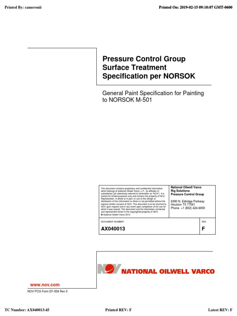 Pressure Control Group Surface Treatment Specification Per NORSOK | PDF ...