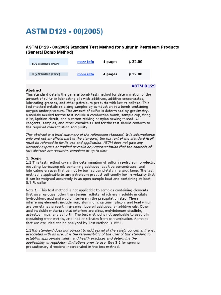 Astm D129 | PDF | Sulfur | Lubricant