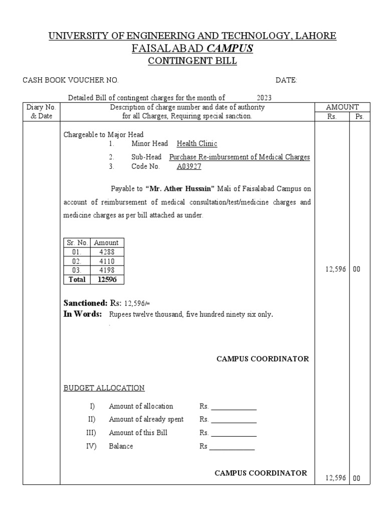 Medical Bills | PDF | Cheque | Voucher