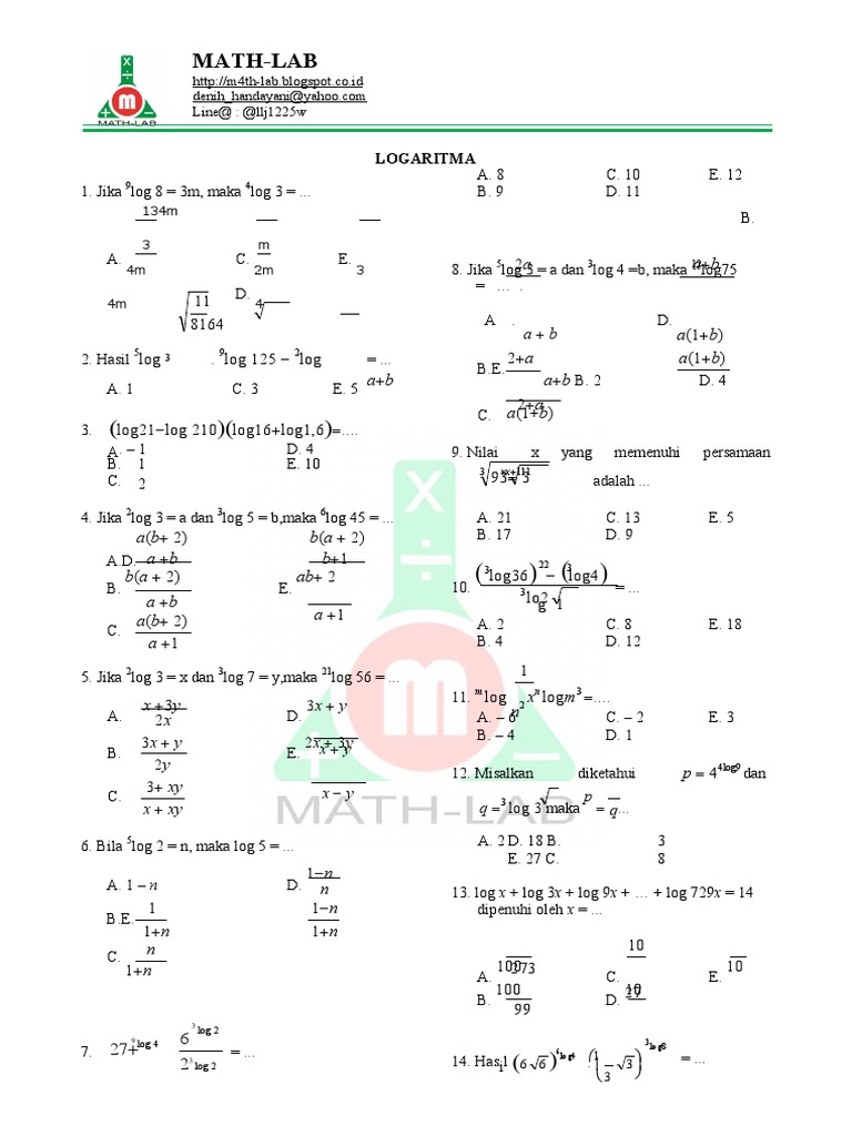 Soal Logaritma Kelas 10 PDF | PDF