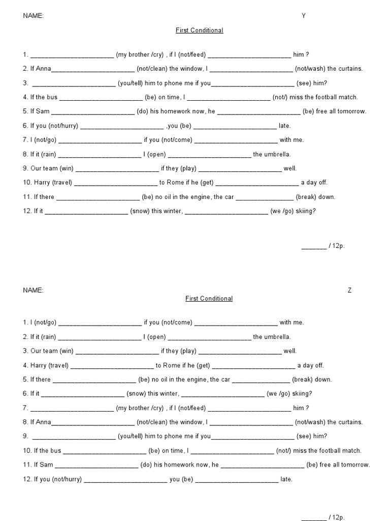 1st Conditional Test | PDF