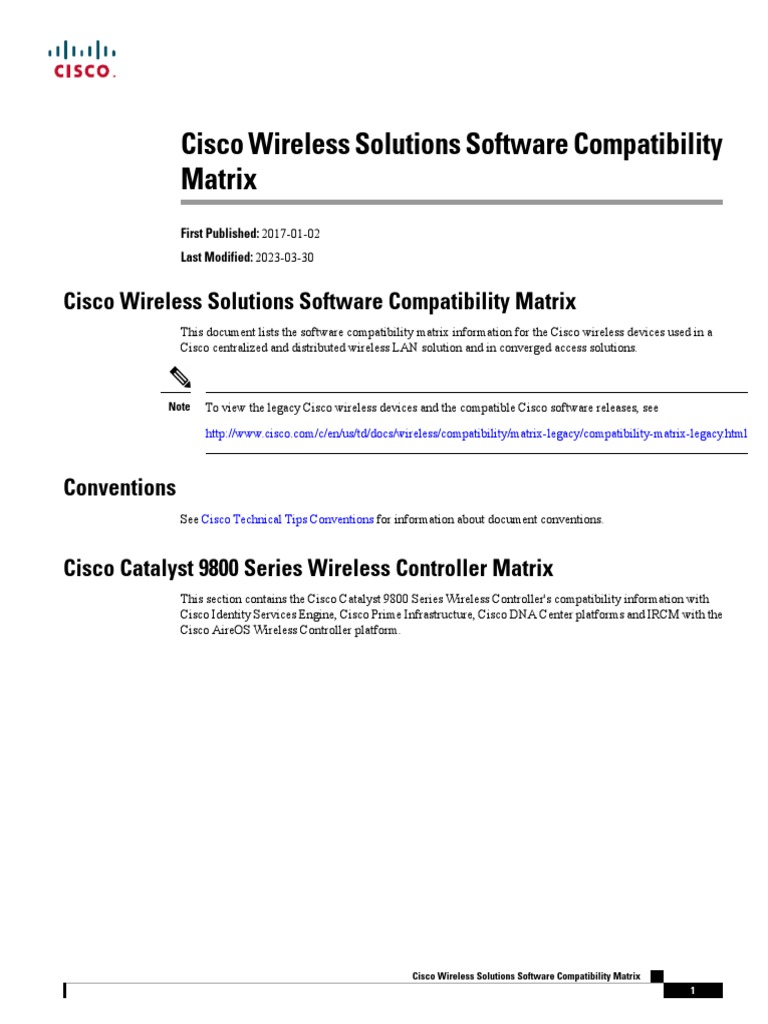 Cisco Compatibility-Matrix | PDF | Wireless Lan | Computer Science Cisco Compatibility-Matrix | PDF | Wireless Lan | Computer Science