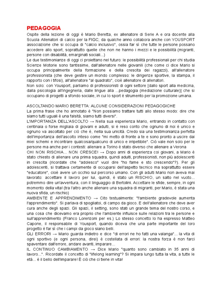 Pedagogia 2 Esame | PDF