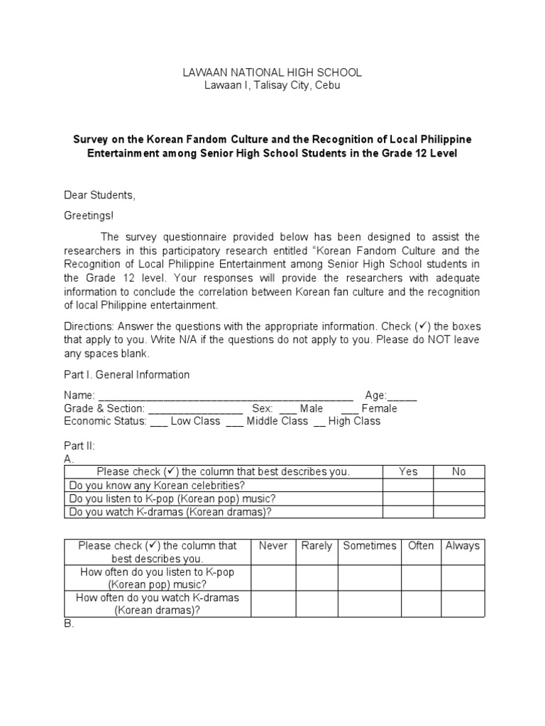 Questionnaire | PDF | Entertainment