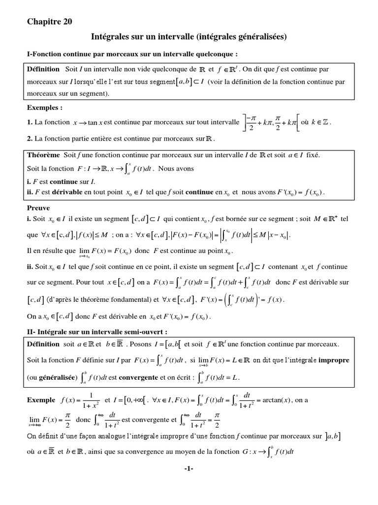 Intégrales généralisées et convergence | PDF | Intégral | Limite ...