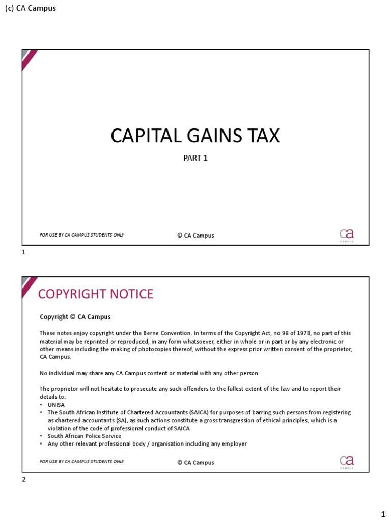 CGT - Slides - Part 1 | PDF | Capital Gain | Lease