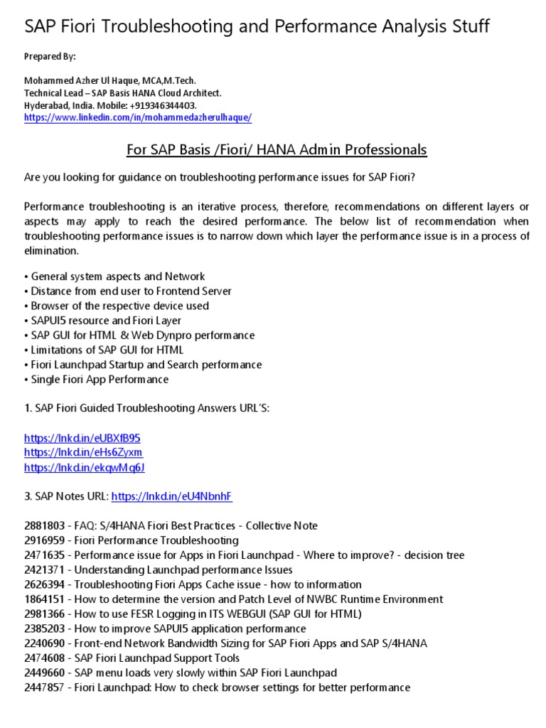 SAP Fiori Troubleshooting Analysis Document - MAUH | PDF | Mobile App | Troubleshooting