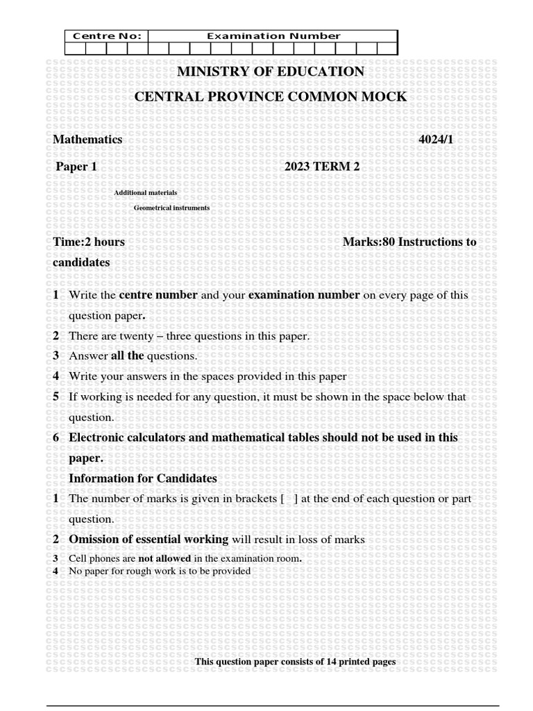 Grade 12 Math Paper 1 2023.final | Download Free PDF | Acceleration ...