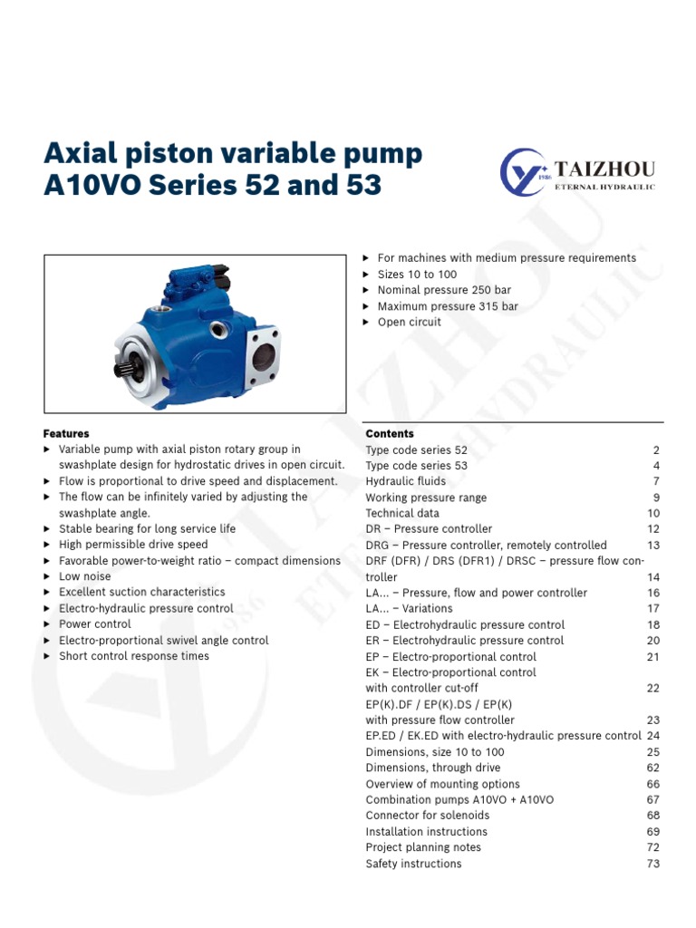 ETERNAL A10V Series 52 53 | PDF | Pump | Equipment