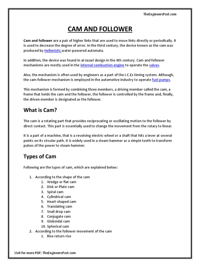 Cam and Follower | Download Free PDF | Machines | Mechanical Engineering