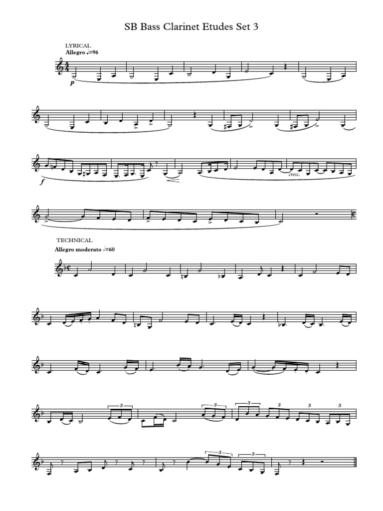Bass Clarinet Etudes Guide | PDF