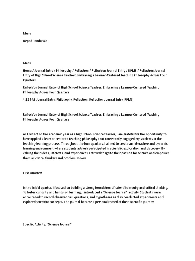 Rpms Reflection | PDF | Science | Science Education