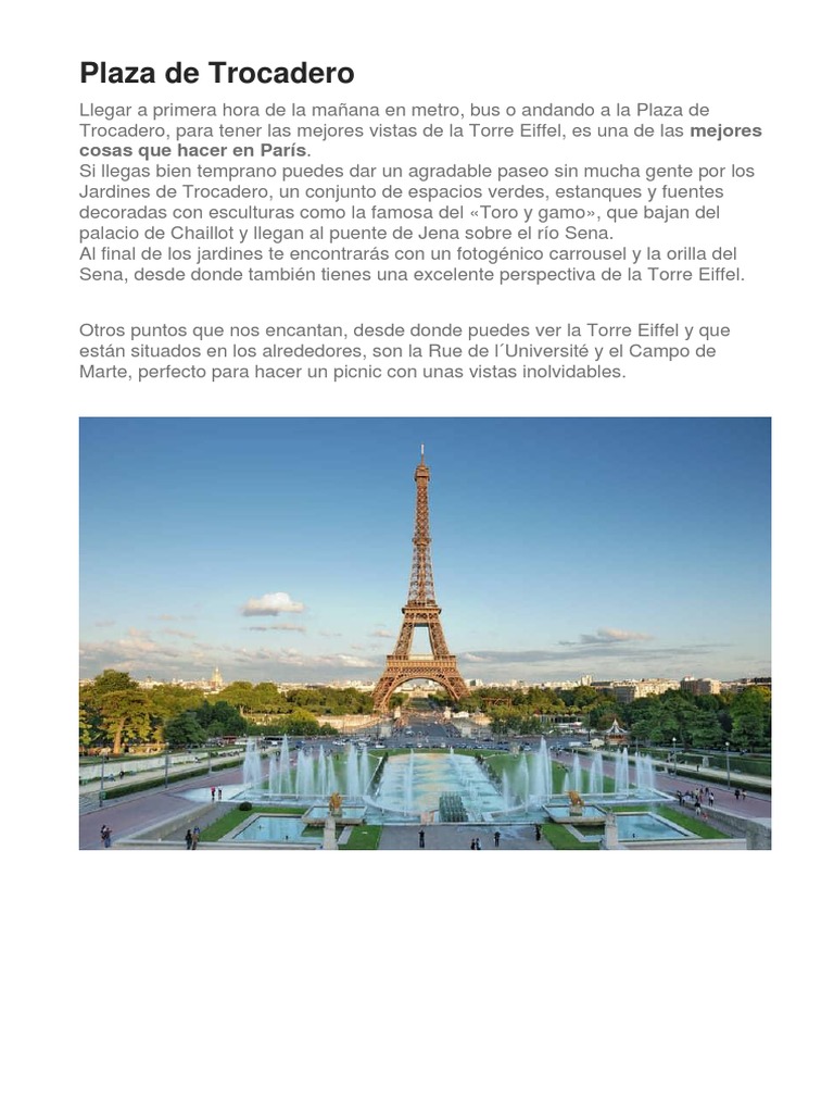 PARIS Plaza de Trocadero | PDF | Viajes y turismo | Arte