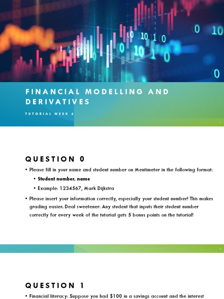 FinMod 2022-2023 Tutorial Exercise + Answers Week 6 | PDF | Black–Scholes Model | Option (Finance)
