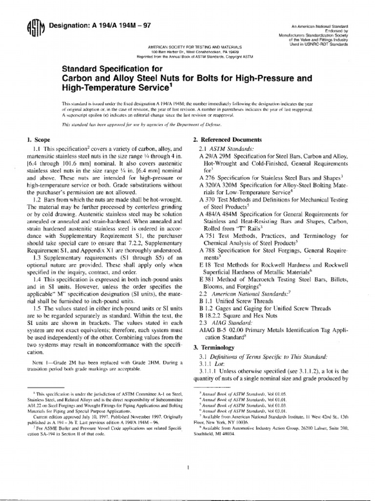 Astm A-194 | PDF