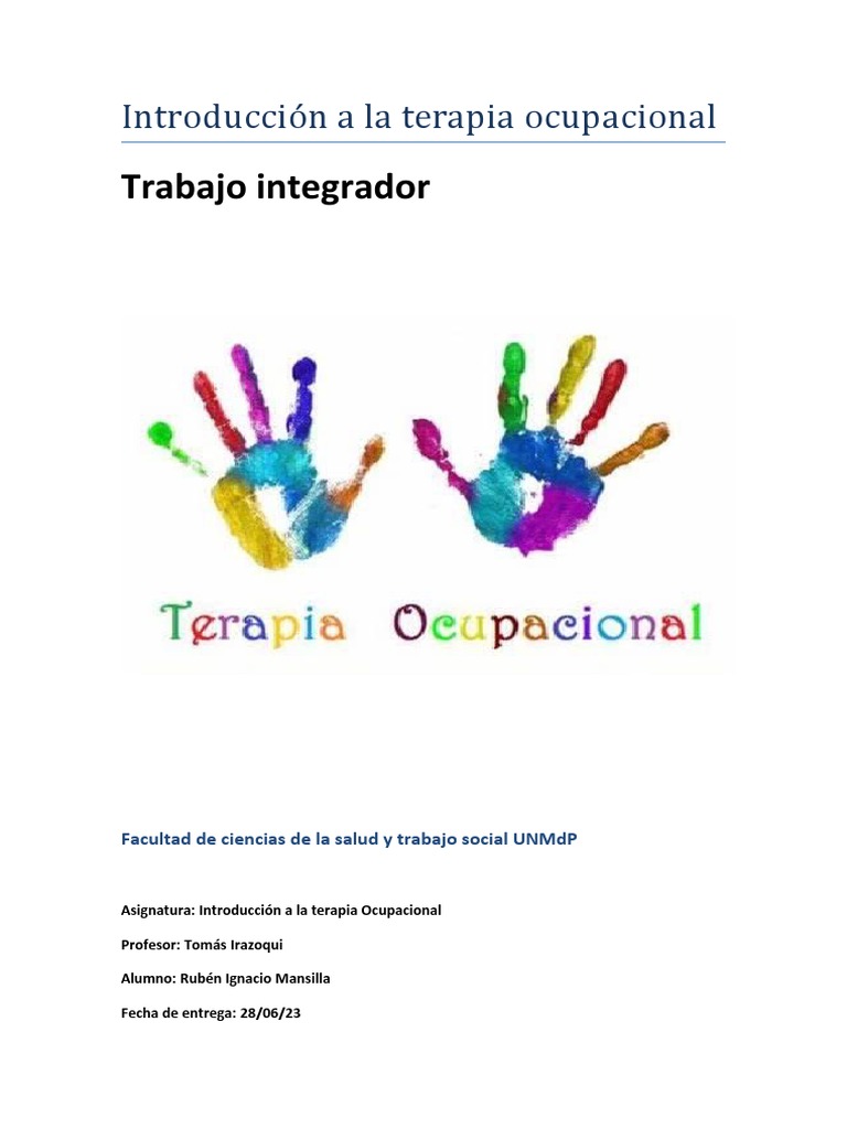 Introducción A La Terapia Ocupacional TP Integrador | PDF | Terapia ...